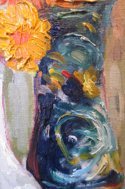"Item #AT-0243-"Floral Still Life with Two Vases" Oil on Board by Leon ...